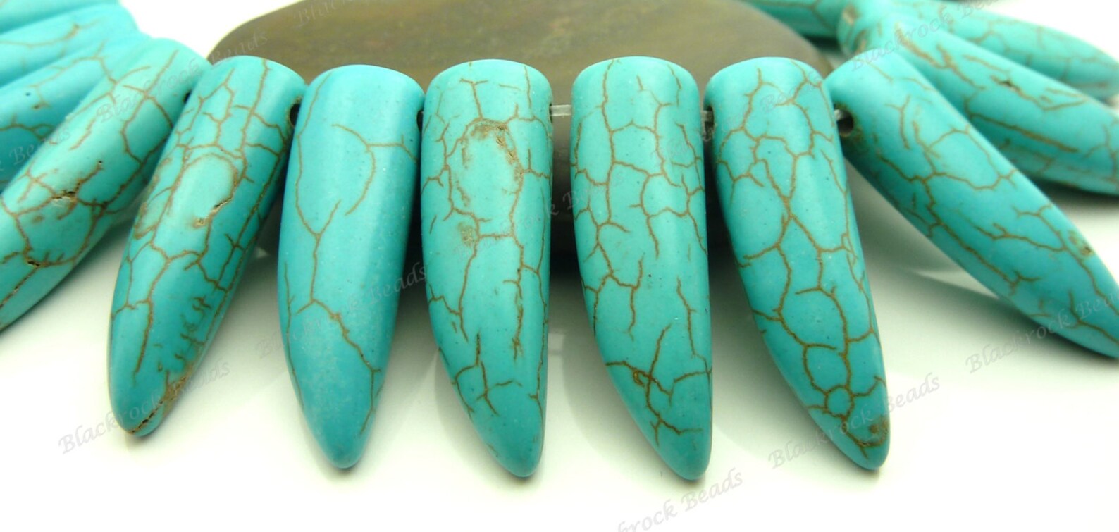 10 Turquoise Blue Magnesite Matrix Tusk Shaped Gemstone Beads | Etsy