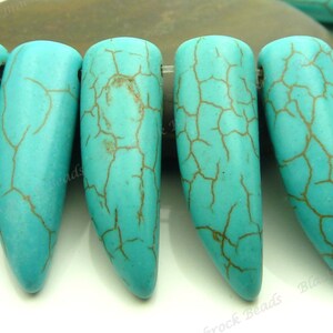10 Turquoise Blue Magnesite Matrix Tusk Shaped Gemstone Beads - 30x10mm ...