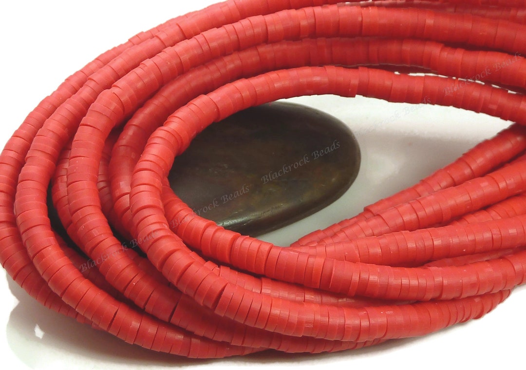 6mm Red Polymer Clay and Vinyl Heishi Beads 17 Inch Strand - Etsy