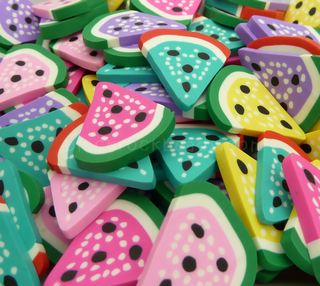 10 Large Polymer Clay Watermelon Slices - Mixed Color Faux Fruit Slices ...