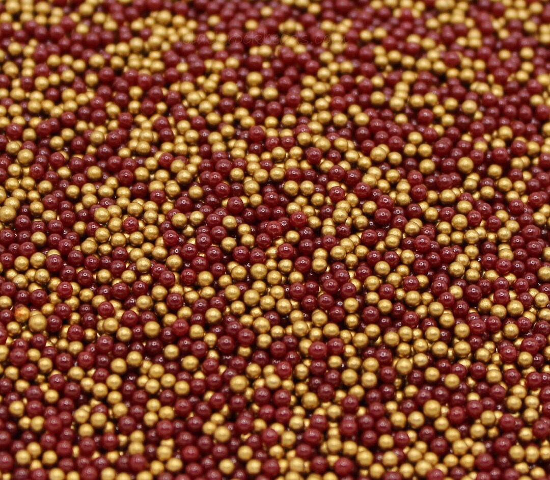 2mm Maroon and Gold Glass Nonpareil Sprinkle Beads Non-edible Fake Bake ...
