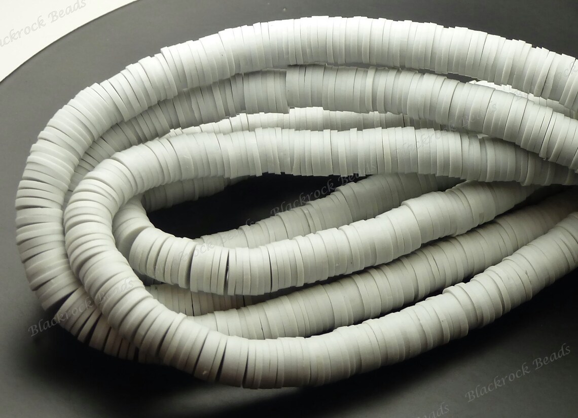 6mm Light Smoky Gray Polymer Clay and Vinyl Heishi Beads 17 | Etsy