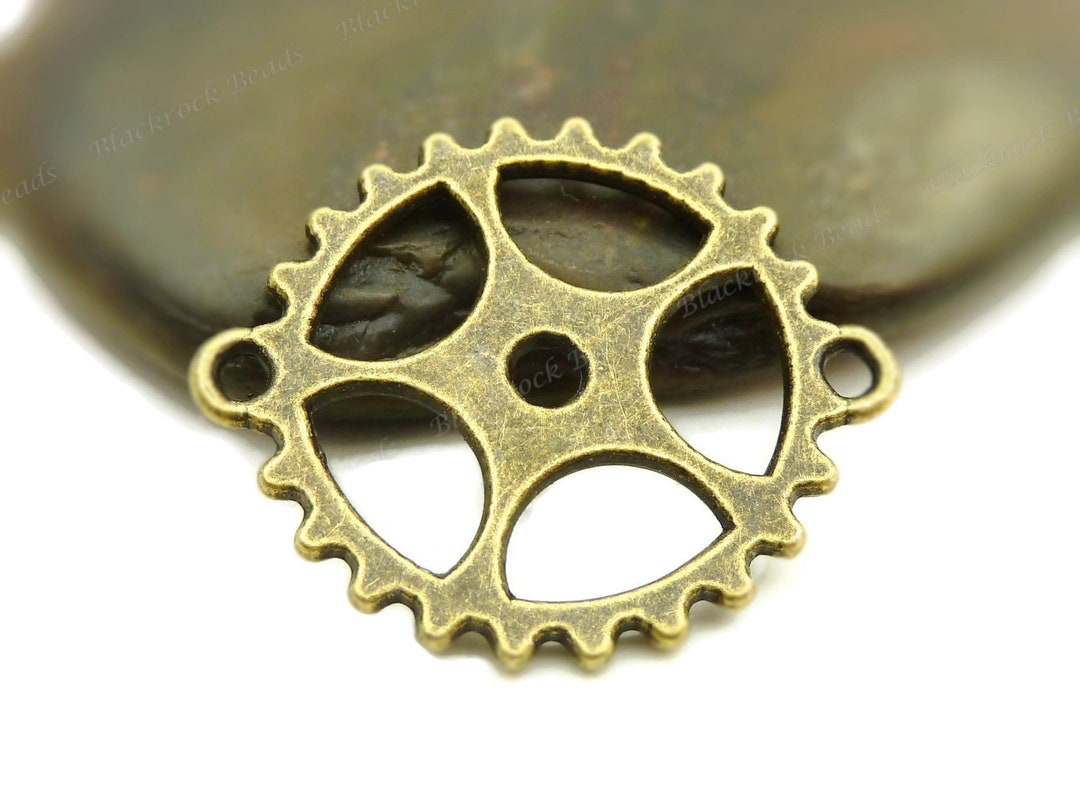 10 Gear Connectors Antique Bronze Tone Double Sided - Etsy