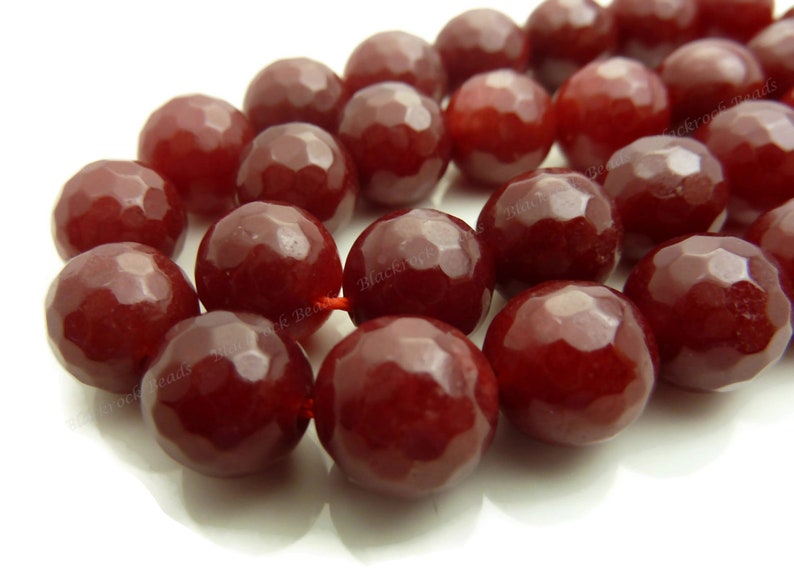 10mm Dark Red Jade Faceted Gemstone Beads 15.5 Inch Strand - Etsy