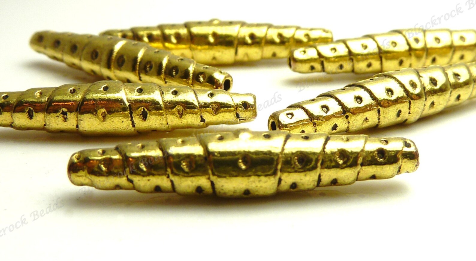 10 Antique Gold Tone Metal Tube Beads 25x5mm BP5 | Etsy