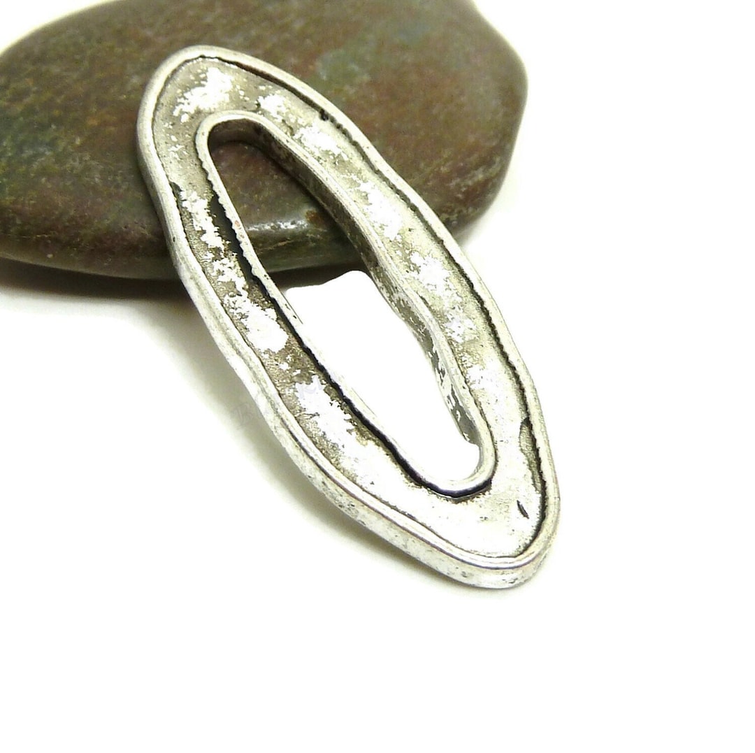10 Hammered Oval Connectors Double Sided Antique Silver - Etsy
