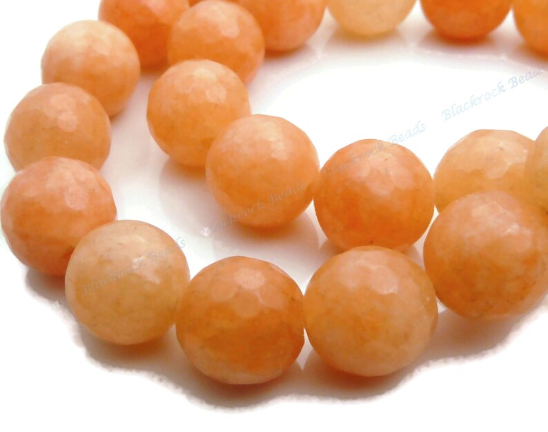 10mm Orange Peach Jade Faceted Gemstone Beads 15.5 Inch | Etsy