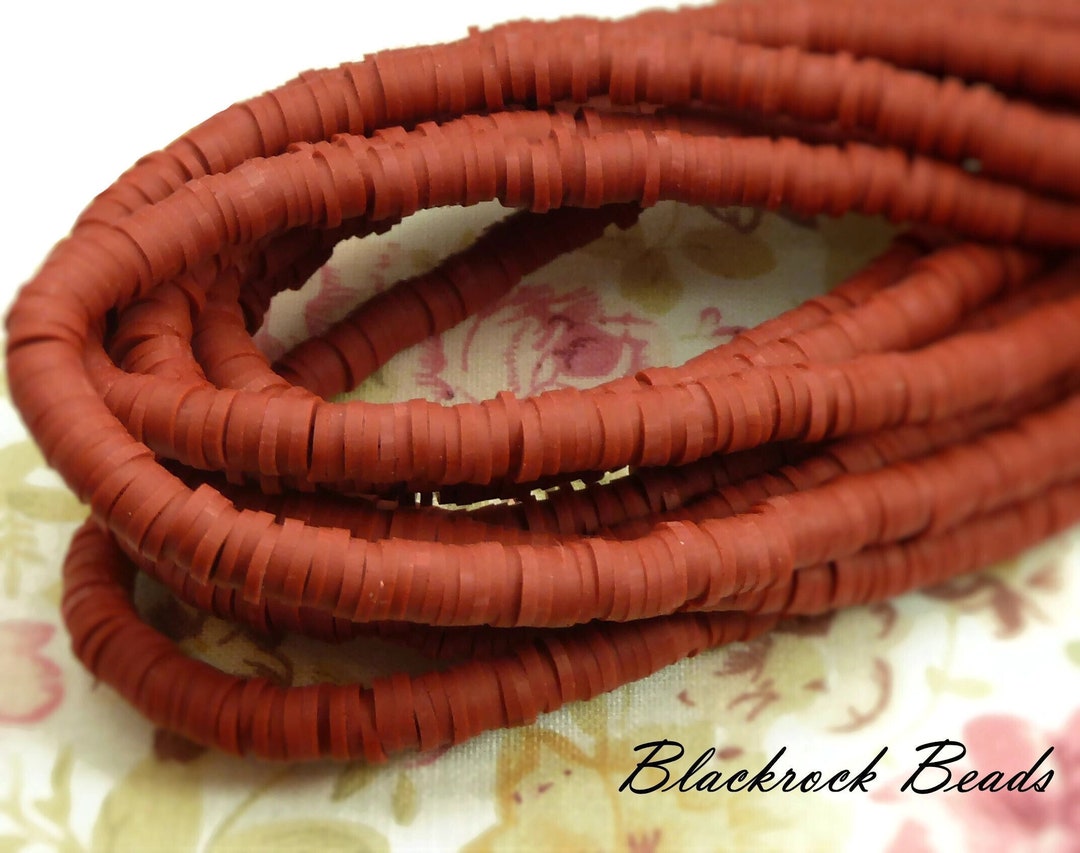 6mm Burnt Umber Polymer Clay and Vinyl Heishi Beads 17 Inch Strand 380 ...