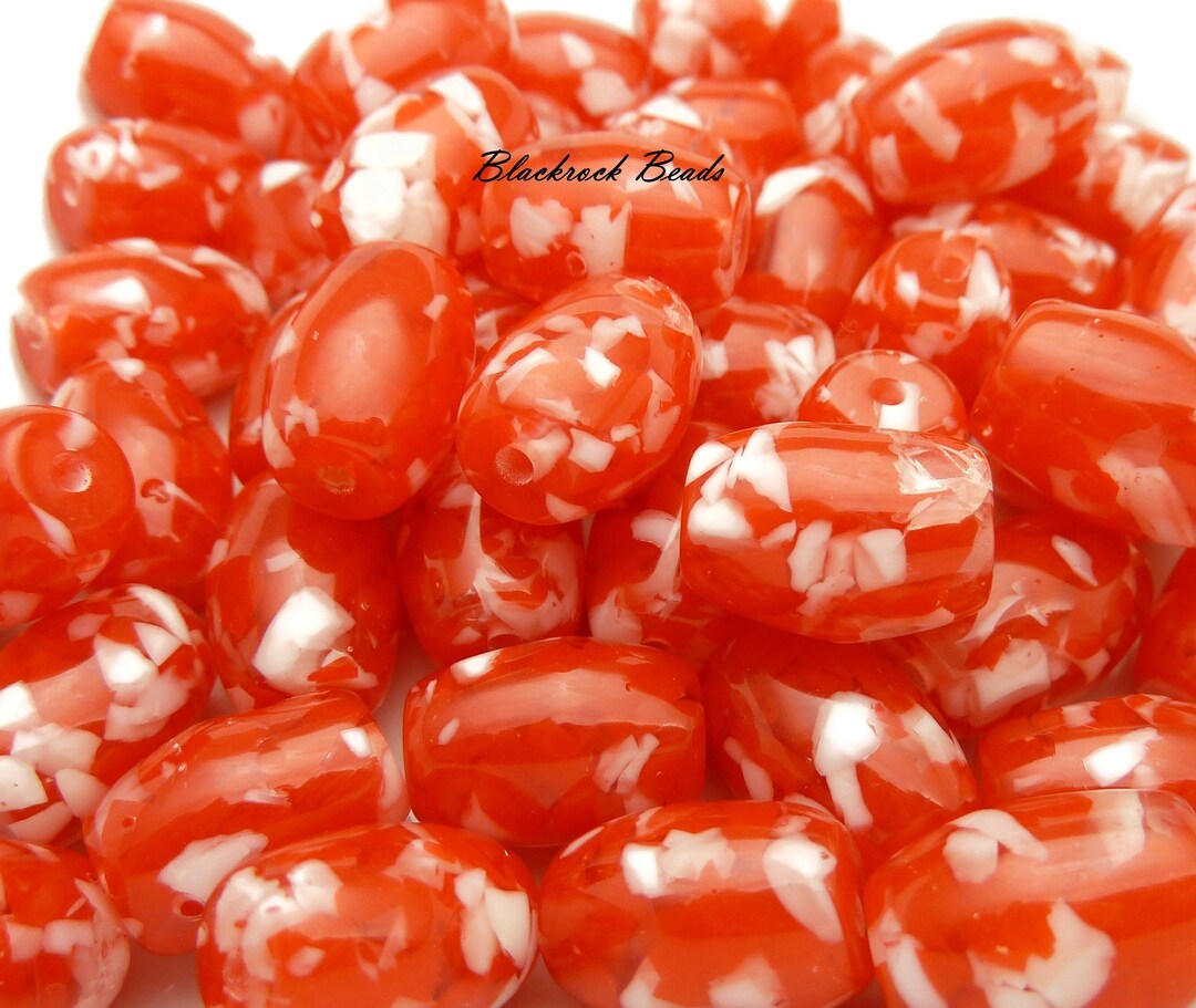 Bulk 20 Red and White Resin Barrel Beads 15x11mm Drum Beads BD17 - Etsy