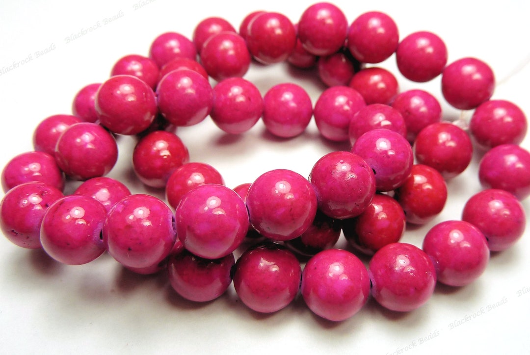 8mm Bright Rose Pink Fossil Stone Round Beads 16 Inch Strand BP31 - Etsy