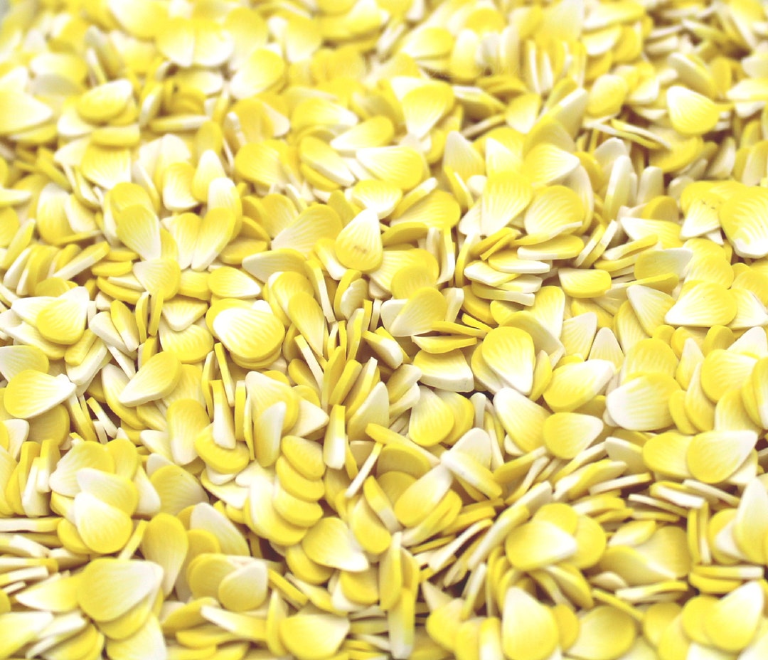 Yellow and White Flower Petal Polymer Clay Slices - NOT EDIBLE - Fake ...