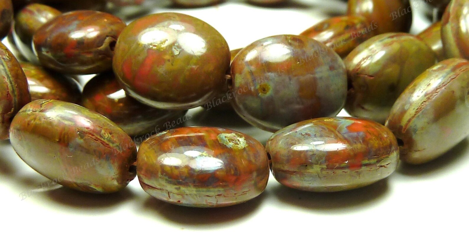 Opaque Orange and Deep Earthy Green Picasso Czech Glass Beads - Etsy