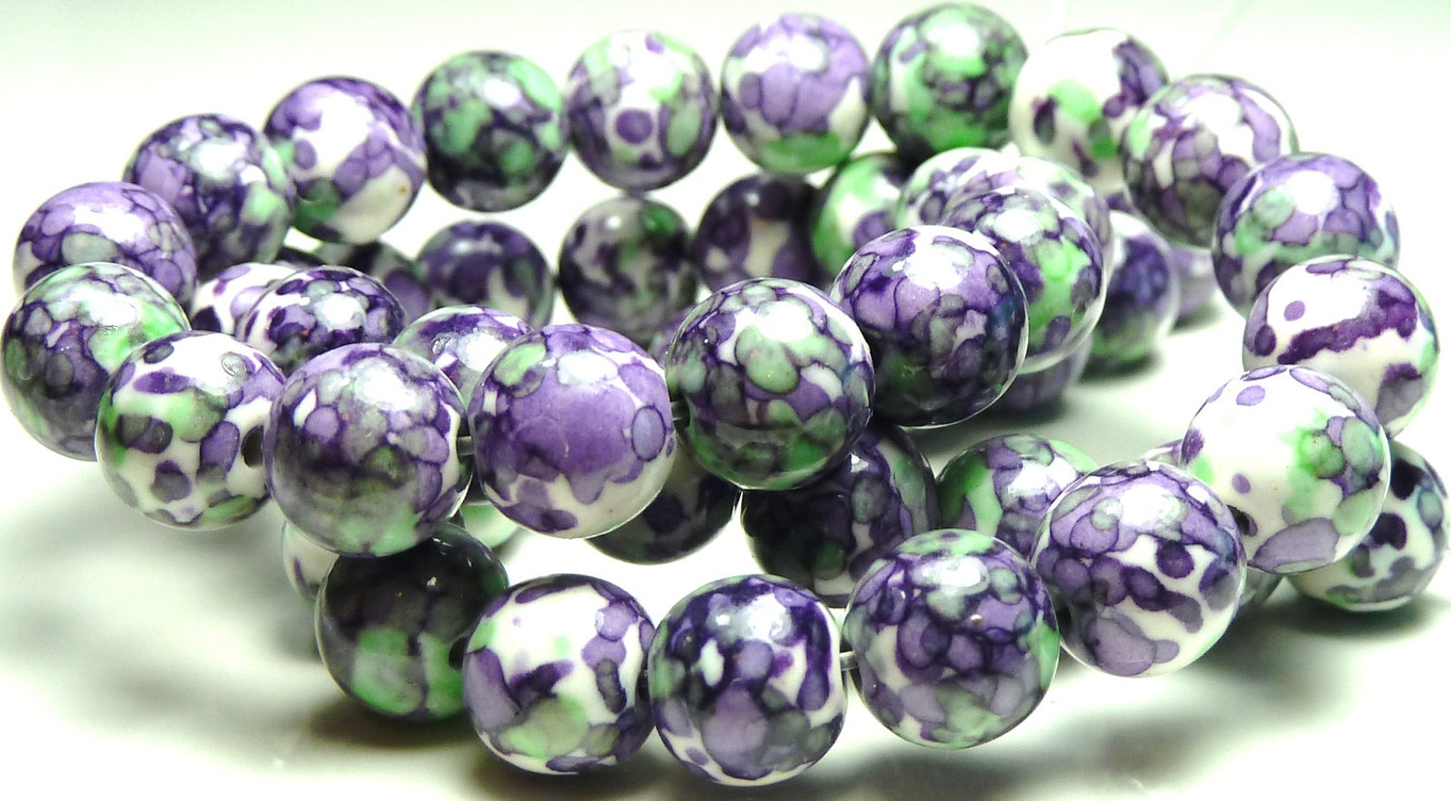 8mm Rain Flower Stone Ocean Jade Round Gemstone Beads 15.5 | Etsy