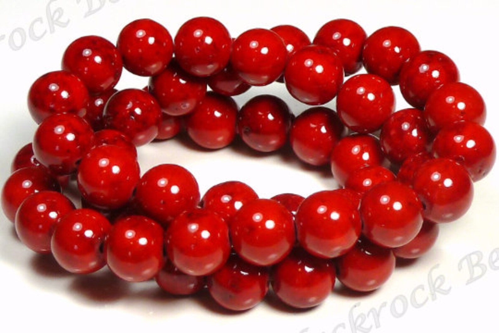 8mm Cherry Red Fossil Stone Round Beads 16 Inch Strand | Etsy