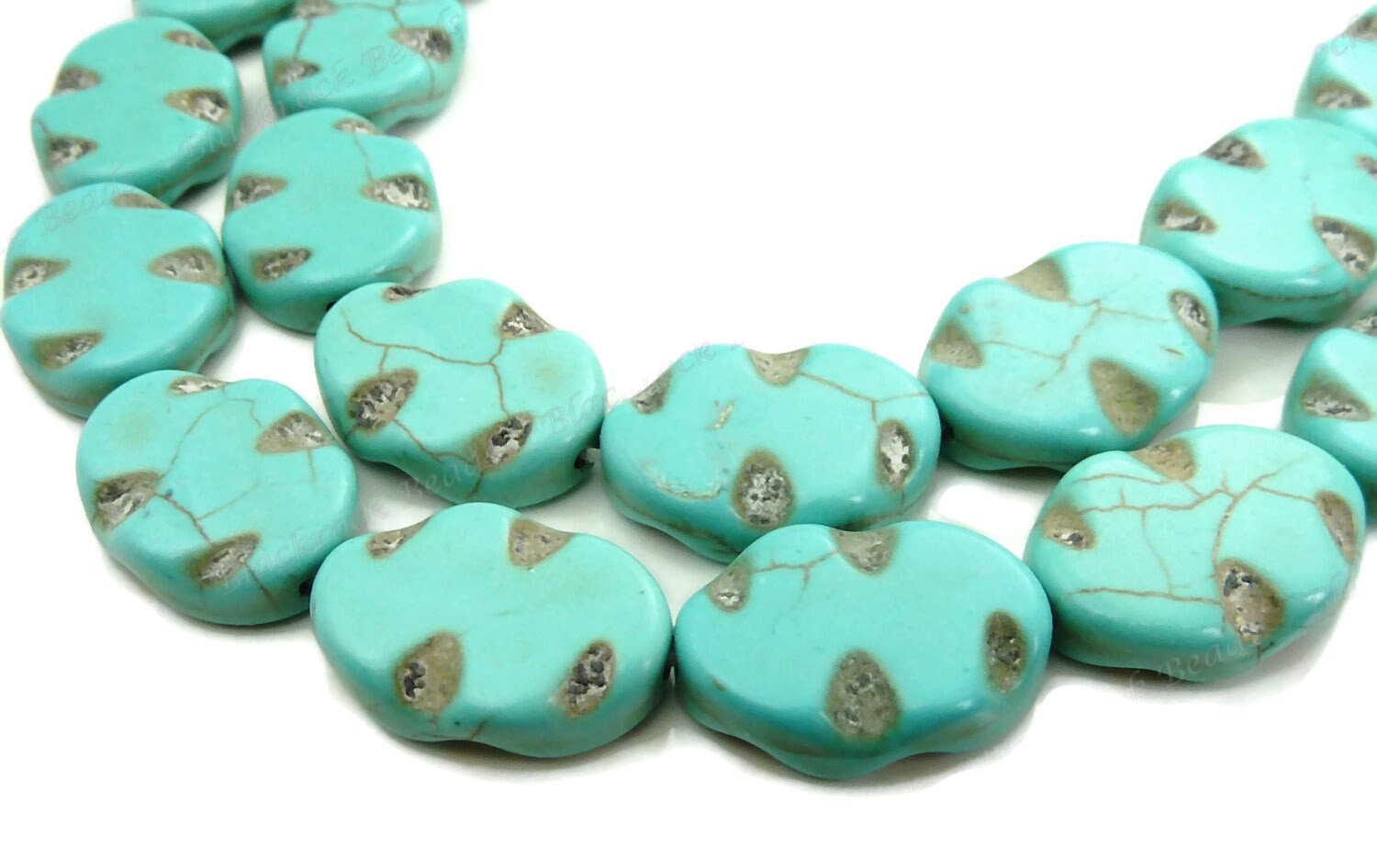 20x15mm Turquoise Blue Magnesite Carved Oval Gemstone Beads - 16 Inch ...