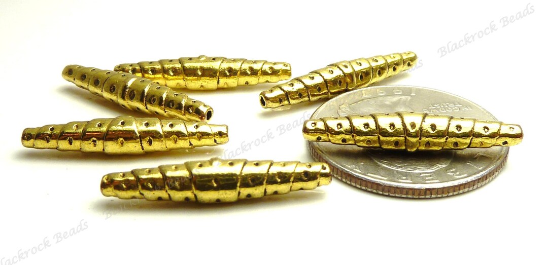10 Antique Gold Tone Metal Tube Beads 25x5mm BP5 - Etsy