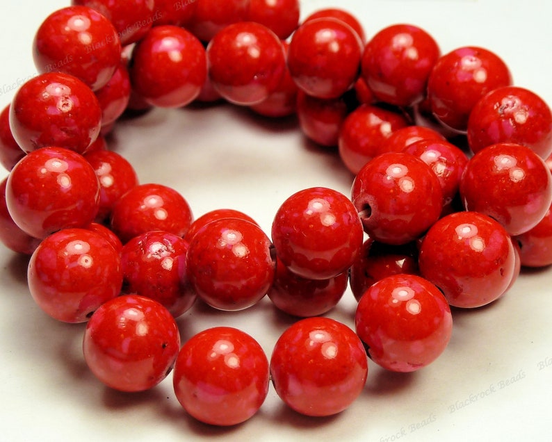 8mm Cherry Red Fossil Stone Round Beads 16 Inch Strand - Etsy