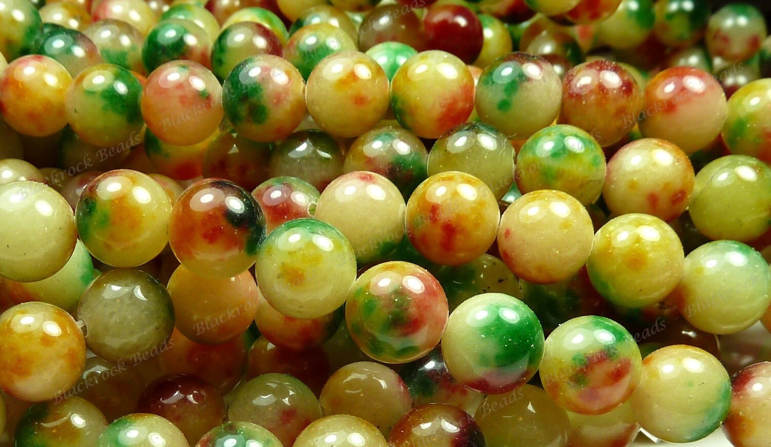 8mm Red Green and Pale Lemon Jade Gemstone Beads 15.5 Inch | Etsy