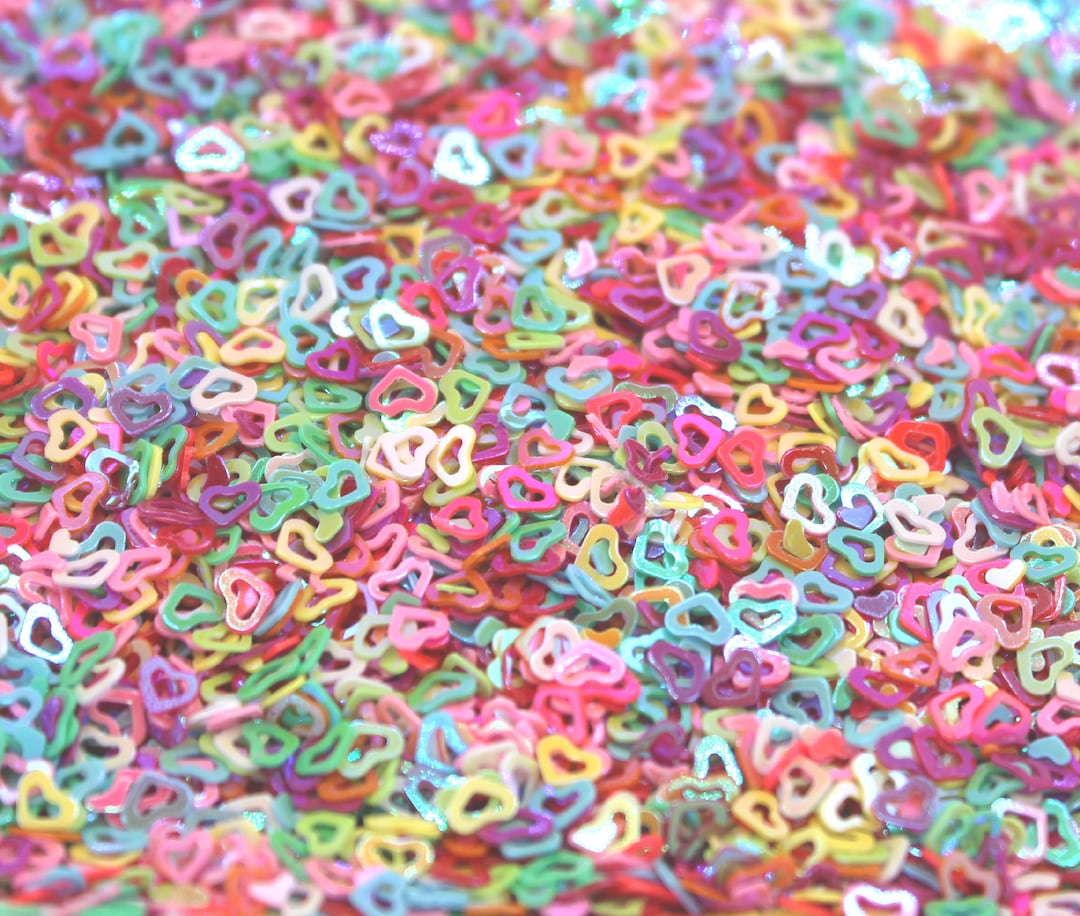 Mixed Color Rainbow Heart Glitter - Shimmering Iridescent AB Chunky ...