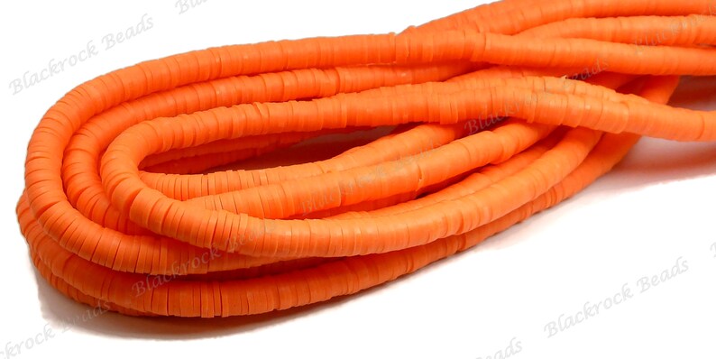 8mm Bright Orange Polymer Clay and Vinyl Heishi Beads 17 - Etsy