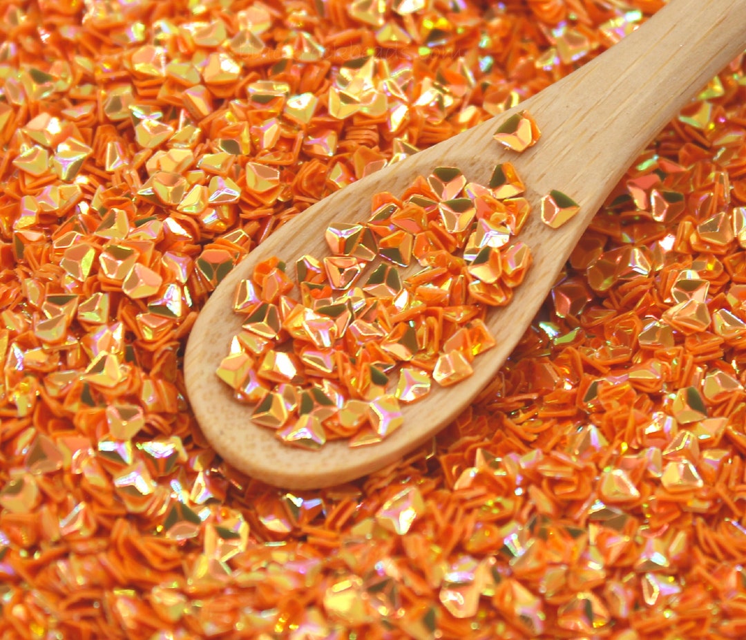 Dark Orange Gem Shaped Glitter - Shimmering Iridescent AB Chunky Color ...