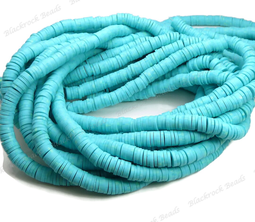 6mm Robin Egg Blue and Light Green Specks Polymer Clay and Vinyl Heishi ...