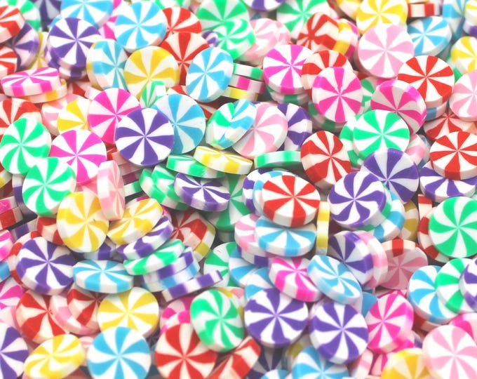 10mm Mixed Color Peppermint Polymer Clay Slices - NOT EDIBLE - Fake ...