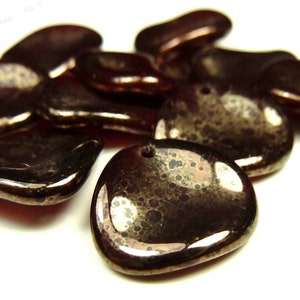14mm Oxblood Red Moon Dust Picasso Czech Glass Beads 10pcs Czech Rose ...