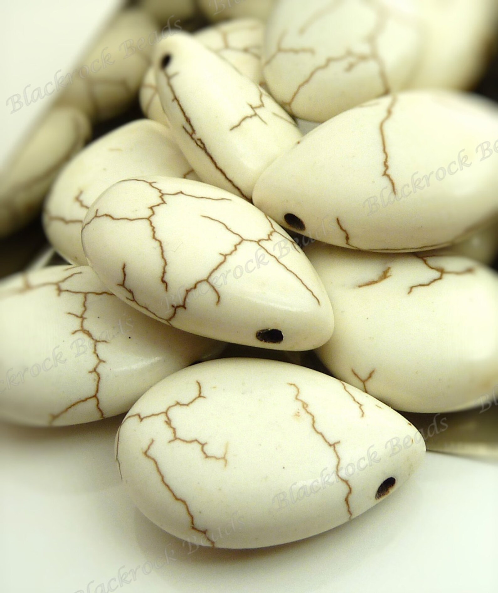 8 White Magnesite Matrix Teardrop Gemstone Beads 24x18mm | Etsy