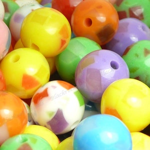 11mm Candy Color Confetti Round Resin Beads 20pcs Bubblegum, Opaque ...