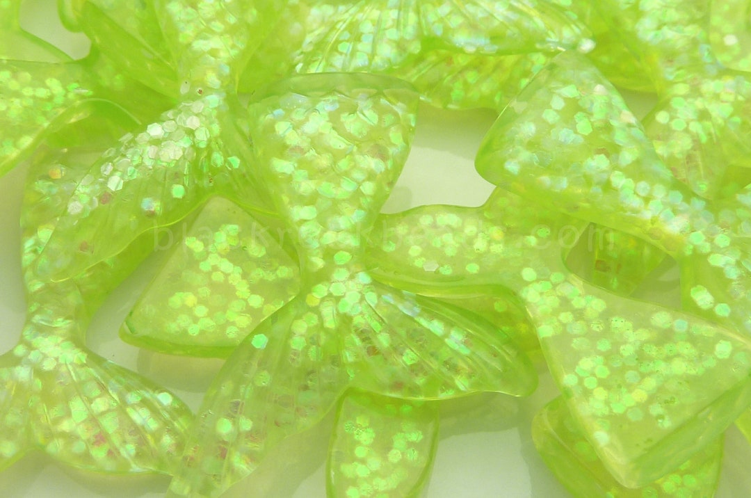 4 Lime Green Glitter Mermaid Tail Resin Cabochons Flat Back Kawaii Cabs ...