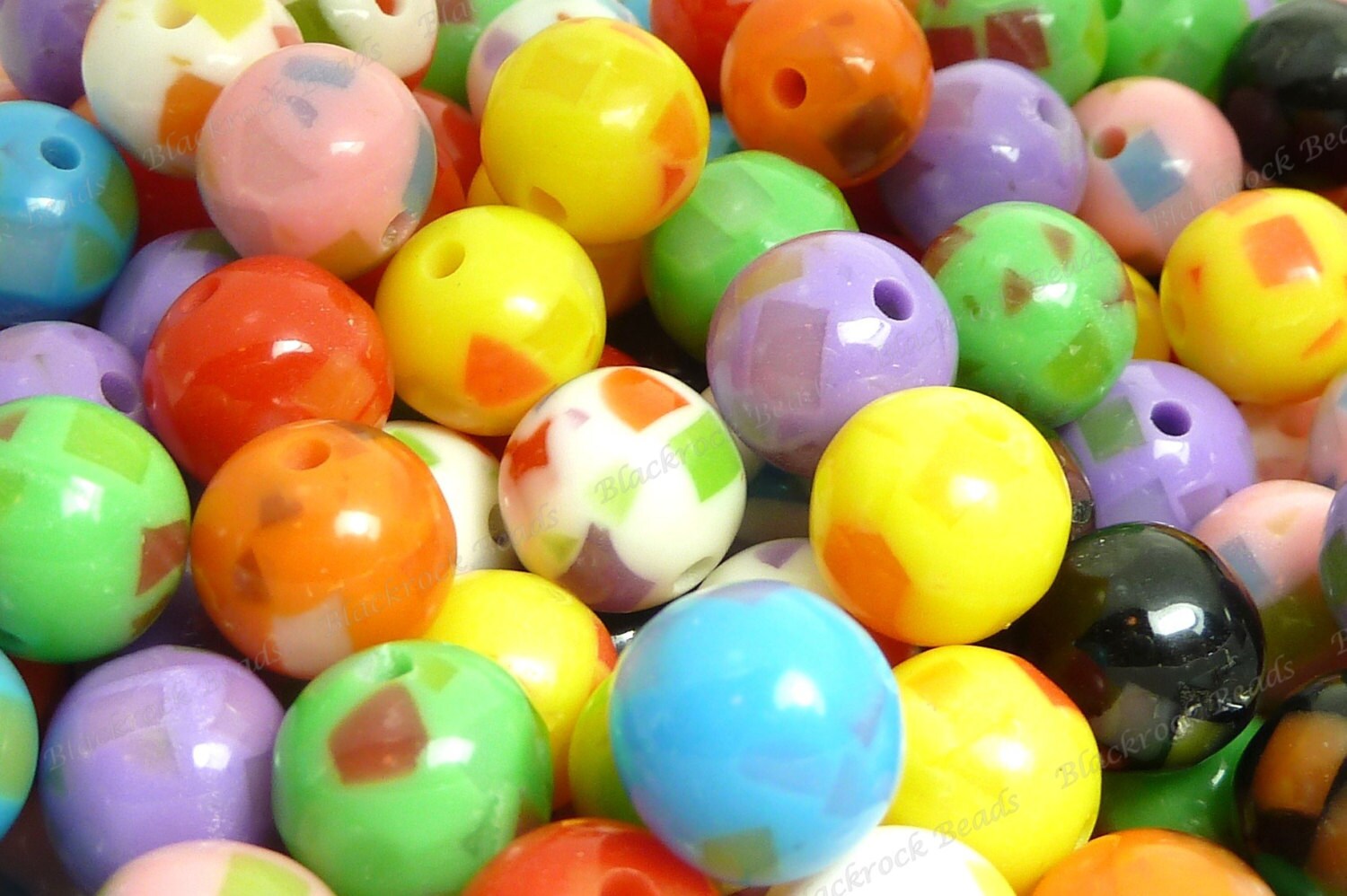 11mm Candy Color Confetti Round Resin Beads 20pcs | Etsy