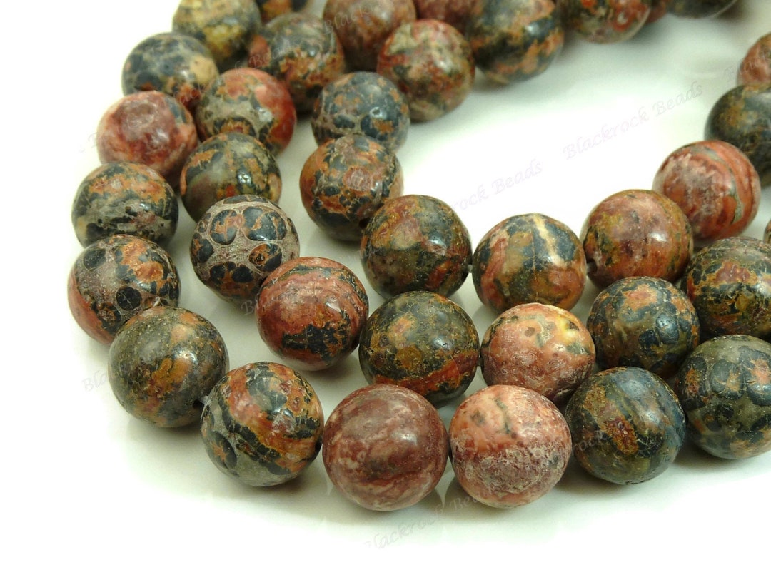 8mm Leopardskin Jasper Round Natural Gemstone Beads - 15.5 Inch Strand ...