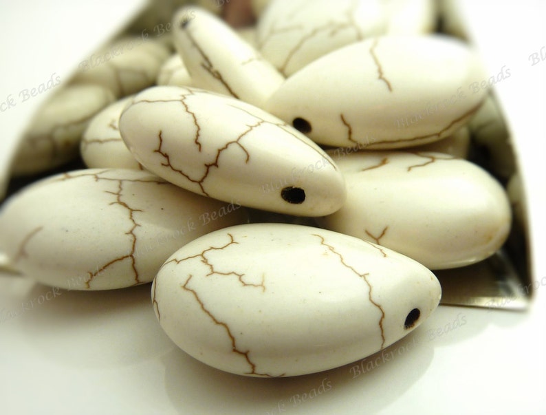 8 White Magnesite Matrix Teardrop Gemstone Beads 24x18mm | Etsy