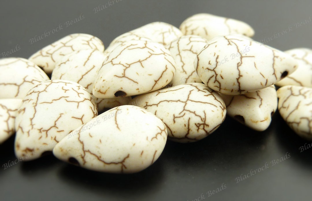 15x10mm White Magnesite Matrix Teardrop Gemstone Beads 10 or 50 Pieces ...