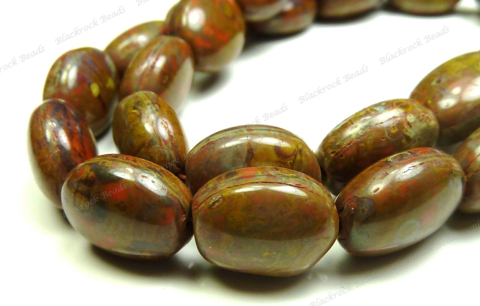 Opaque Orange and Deep Earthy Green Picasso Czech Glass Beads - Etsy