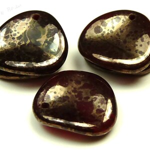 14mm Oxblood Red Moon Dust Picasso Czech Glass Beads 10pcs Czech Rose ...