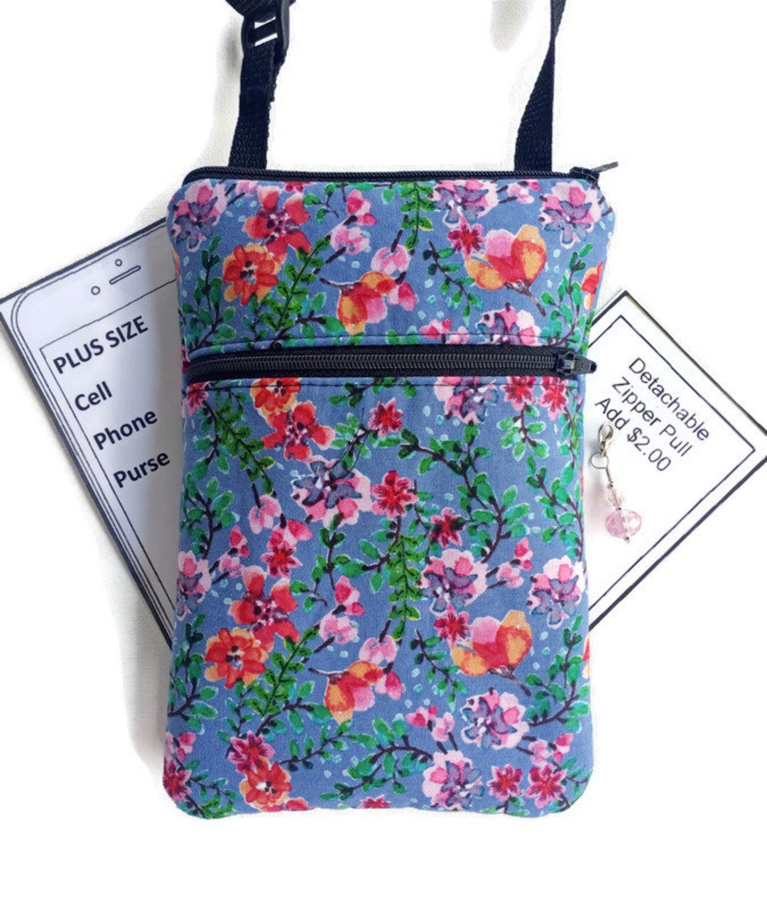 Small Cell Phone Crossbody Purse for Plus Size Phones. Hand Made in USA ...