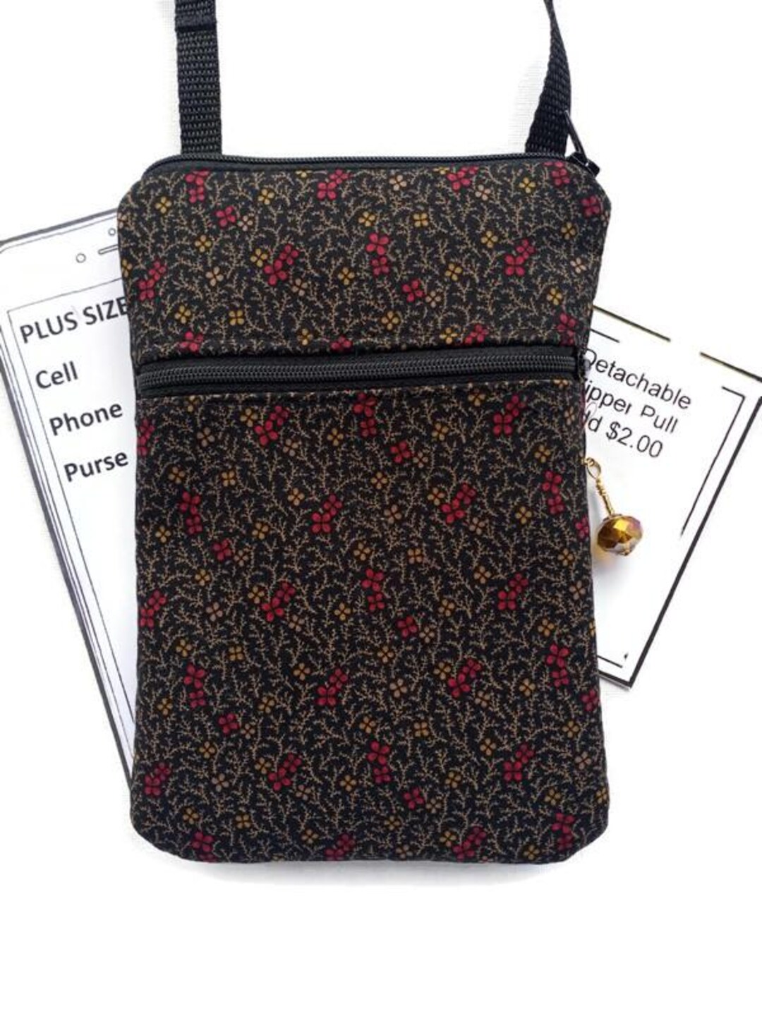 Floral Cell Phone Purse: Handmade Crossbody Bag for Plus Size Phones - Etsy