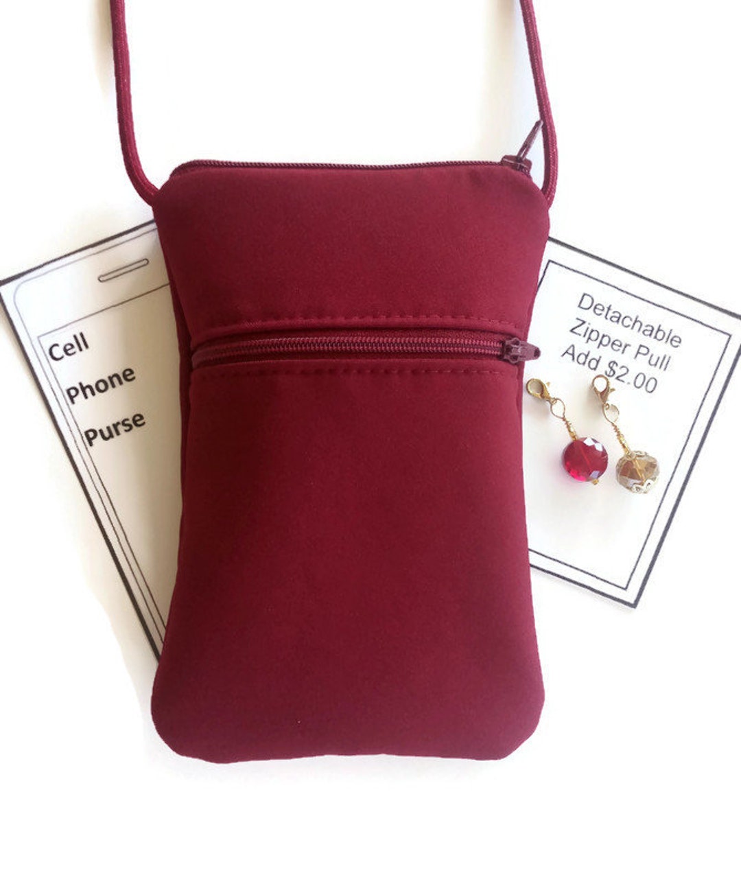 Cranberry Red Cell Phone Crossbody Bag: Small Purse (7x4.5 Inch) - Etsy
