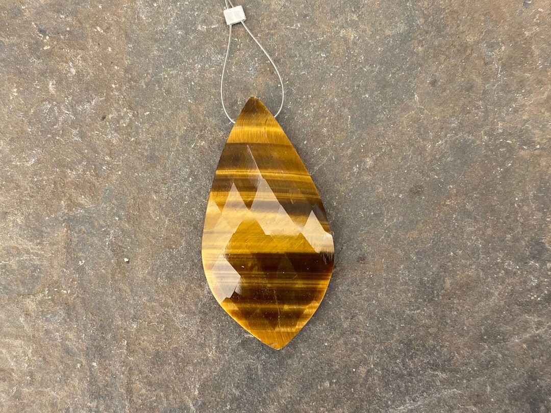 LUXURIOUS AAA Faceted Tiger's Eye Tigerite Feather Shape Briolette Drop ...