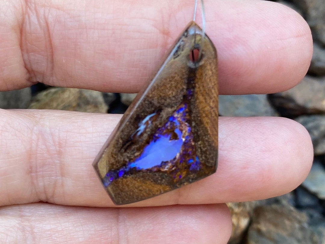 Breathtaking Freeform Australian Pipe Boulder Opal Drop, Top Drilled ...