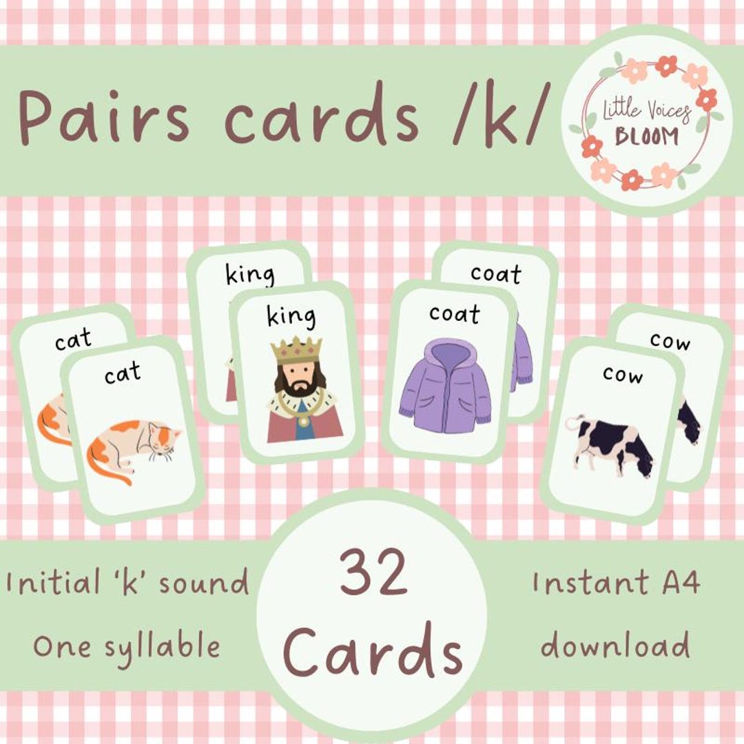 K Initial Sound Matching Game | Snap Cards | 'k' Articulation | SALT ...