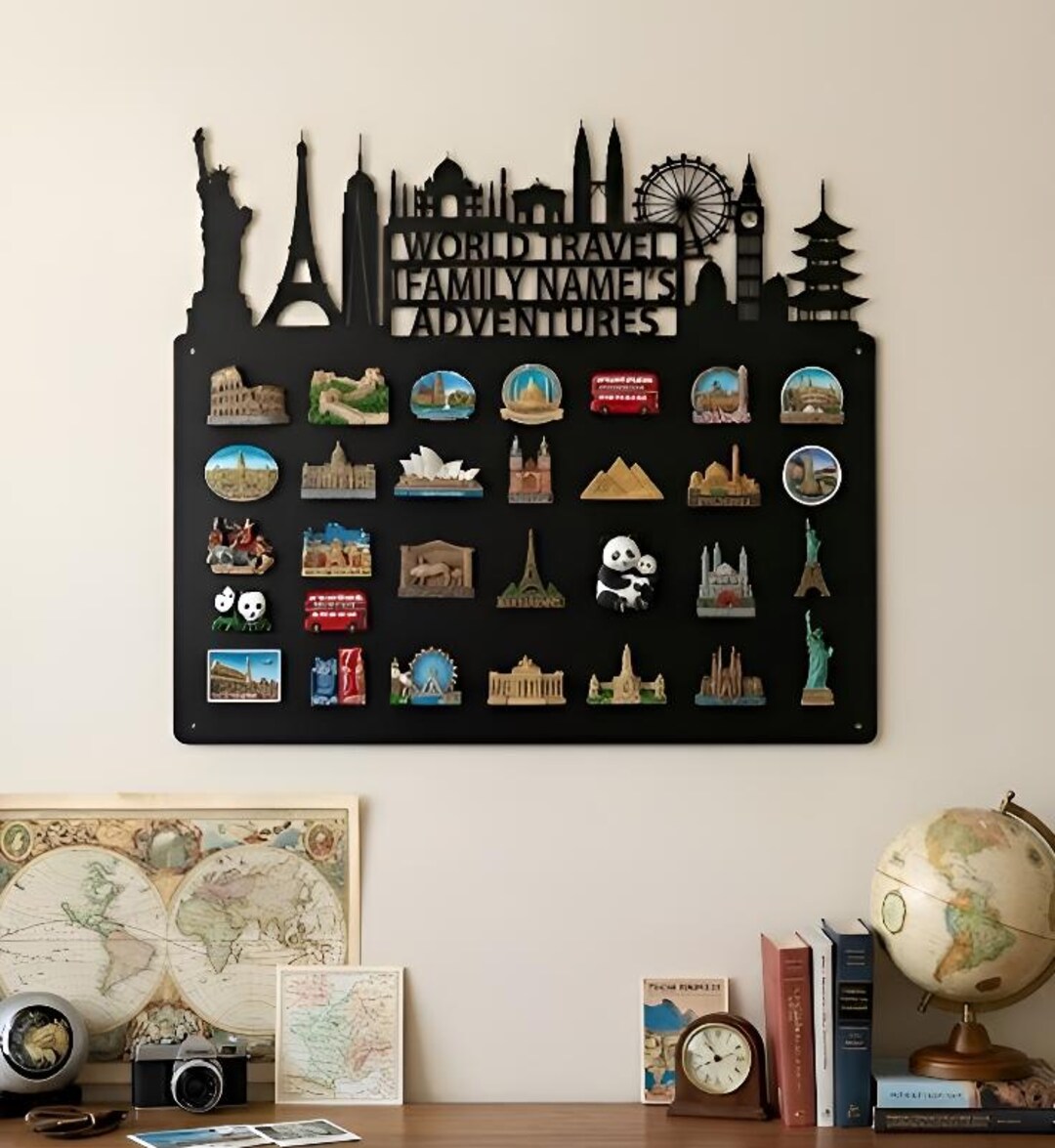 World Travel Magnet Collection Board, Custom Family Name Decor ...