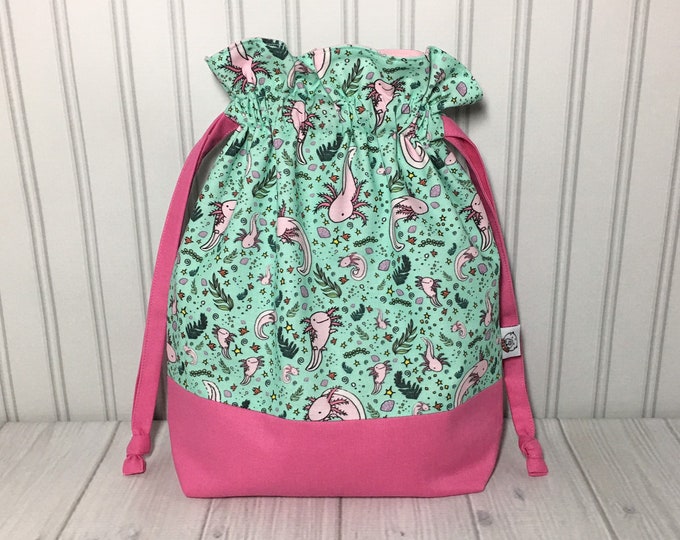 Axolotls Drawstring Project Bag Knitting Project Bag Crochet - Etsy