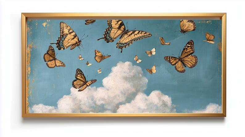 Butterfly and Clouds Digital Print - Nature Wall Art, Instant Download ...