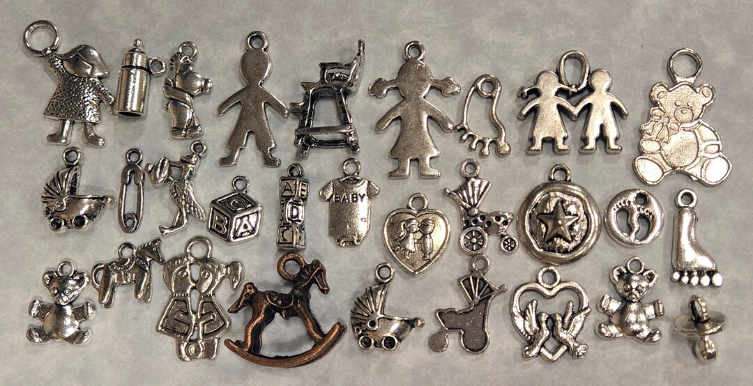 100 Grams (baby & Family Themed) Mix Alloy Charm Lot Bulk Assorted ...