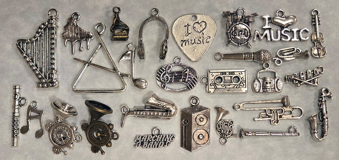100 Grams (music Themed) Mix Alloy Charm Lot Bulk Assorted Wholesale ...