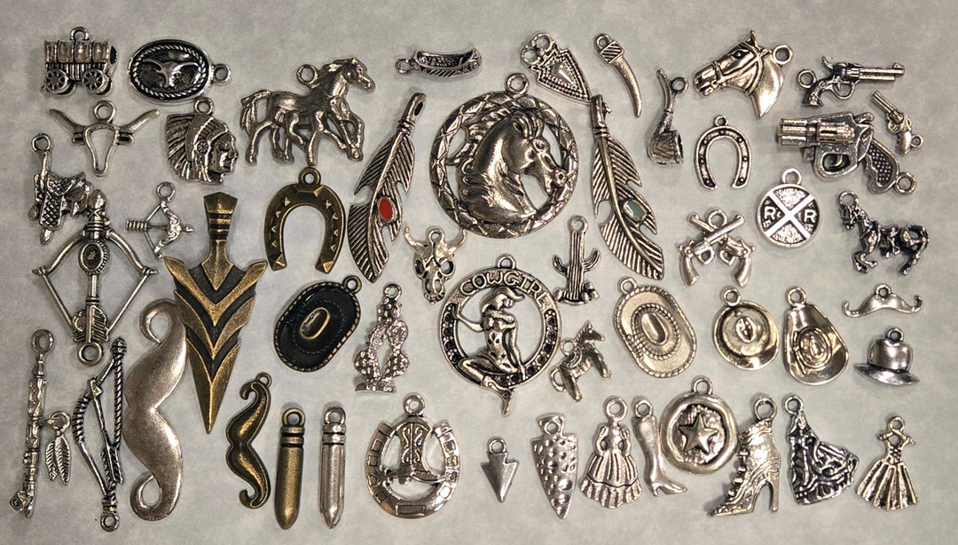 100 Grams (western Themed) Mix Alloy Charm Lot Bulk Assorted Wholesale ...