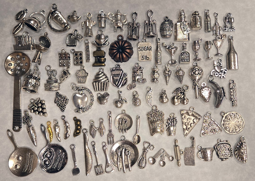 100 Grams (foods Themed) Mix Alloy Charm Lot Bulk Assorted Wholesale ...